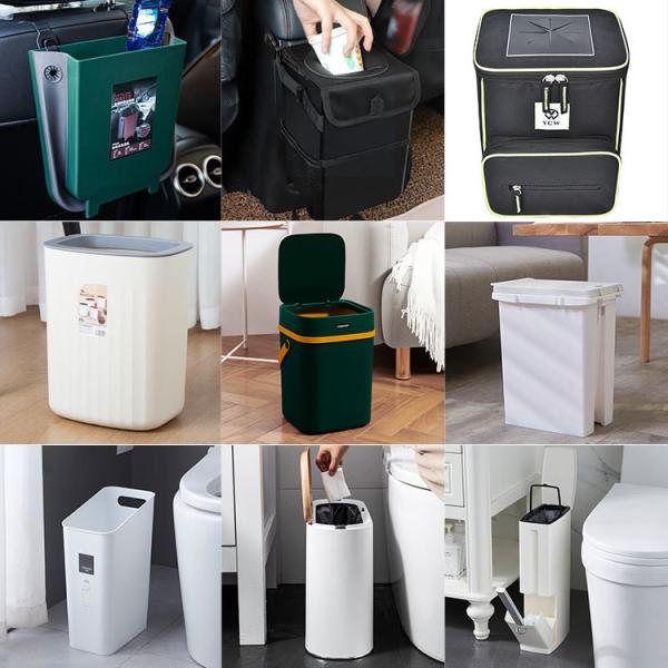 Quality Bathroom Heavy Duty Wheeled Trash Can Black Rolling Trash Can for sale