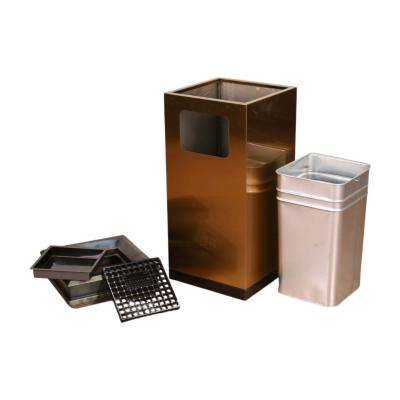China Newest Hot Sale Rectangular Lobby Standing Trash Bin Stainless Steel Commercial Trash Can Bin for Hotel for sale