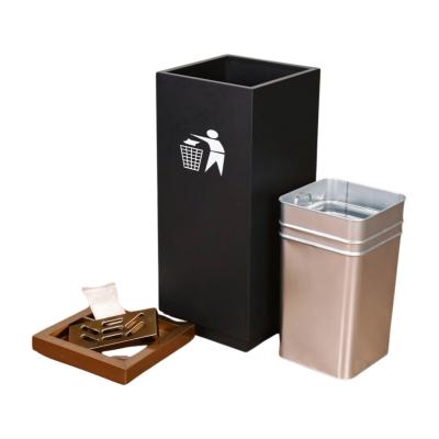 China Factory Wholesale Trash Bin Commercial Hotel Waste Bin Outdoor Floor Standing Metal Recycling Trash for sale