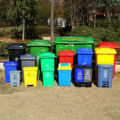 China Wholesale HDPE Plastic Rectangular Trash Can with Lid for Outdoor Restaurant Office Home Kitchen Waste Bins Recycling Storage zu verkaufen