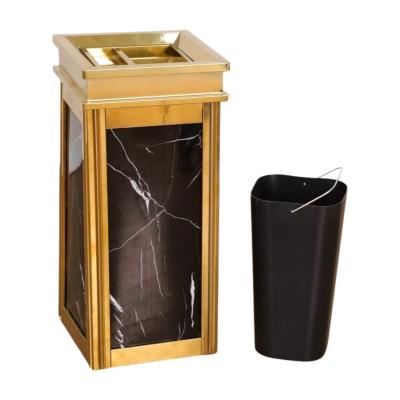 China Hotel Lobby Stainless Steel Trash Can Smoking Area Elevator Entrance with Ashtray Floor-standing Vertical Peel Bucket for sale