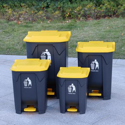China Factory Hot Sale Plastic Waste Pedal Bin 30L 40L 50L  80L 100L Black Trash Can Outdoor Plastic Waste Bin zu verkaufen