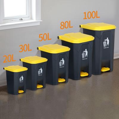 China 50L 13 Gallon Foot Pedal Trash Can Outdoor Plastic Pedal Trash Can Waste Bins zu verkaufen
