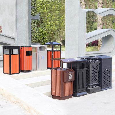 China Plastic Wood Recycling Waste Bin Classification Customized Trash Can for sale