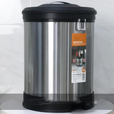 中国 Stainless Steel Kitchen Compressible Trash Can Household Living Room Pedal Toilet Deodorant Slow Drop Foot on Trash Basket 販売のため