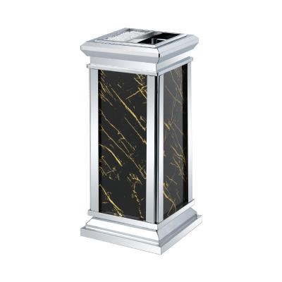 China Hotel Trash Can Lobby Vertical Commercial Stainless Steel Shopping Mall Hotel Waste Bin Property Lobby Corridor with Ashtray for sale