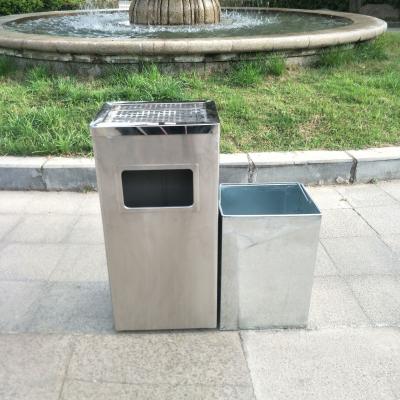 China Commercial Trash Can Hotel Lobby Vertical Rust Steel with Ashtray Trash Hotel Lobby Corridor Flame Retardant Paper Baskets for sale