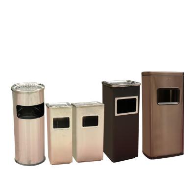 China Commercial Trash Can Hotel Lobby Vertical Rust Steel with Ashtray Trash Hotel Lobby Corridor Flame Retardant Paper Baskets for sale