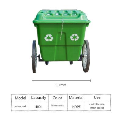 Cina Eco-Friendly 400L Trash Bin Waste Container with Four Wheel in vendita