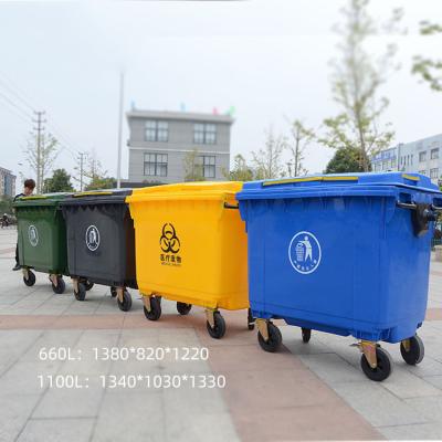 China 1100 Liter Plastic Recycle Outdoor Waste Bin Large Garbage Bins for sale