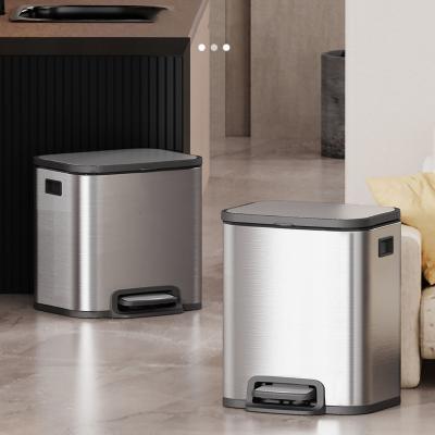 China 20L Home Stainless Steel Bucket Double Wall Stainless Steel Bucket Trash Can Waste Bin with Lid à venda