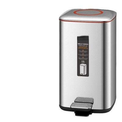 China Household Kitchen with Lid Deodorant Simple High-end Light Luxury Office Foot Stainless Steel Trash Can for sale