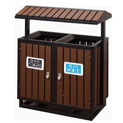 China 240l Outdoor Large Wpc Wood Waste Segregation Recycling Bin with Ash Tray for sale