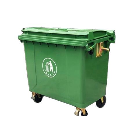 China Outdoor 1100L Garbage Bin HDPE Rolling Trash Can With Lid Rectangular for sale