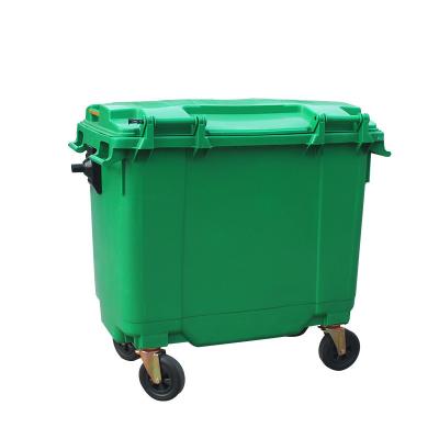 China Outdoor 1100L Garbage Bin HDPE Rolling Trash Can With Lid Rectangular for sale