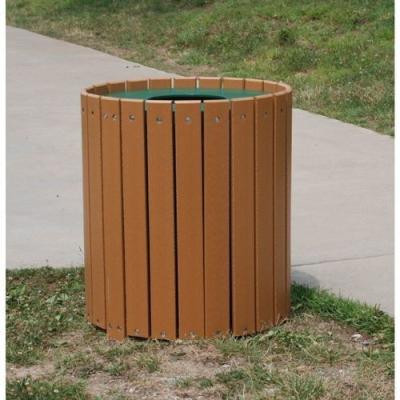 Chine 33 Gallon Round Recycled Plastic Trash Receptacle with Rain Cap à vendre