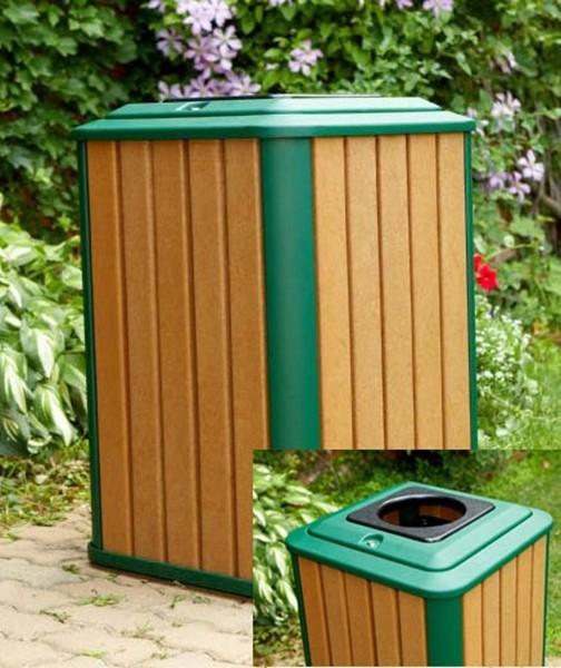 Quality 33 Gallon Round Recycled Plastic Trash Receptacle with Rain Cap for sale
