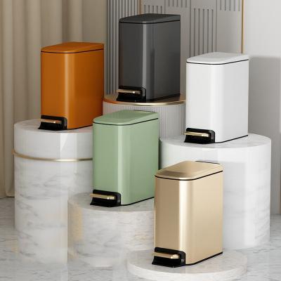 China Bedroom Kitchen Trash Bin Household Pedal Type Narrow Slit square Stainless Steel Garbage Container Bin Dustbin en venta