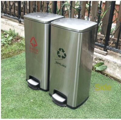 中国 Commercial Stainless Steel Iron Separating Industrial Hotel Street Trash Bin Outdoor with Pedal 販売のため