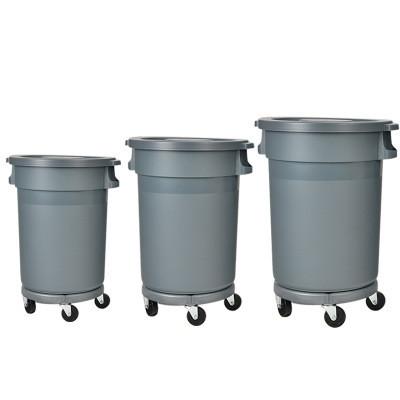 China 80L 100L 120L Plastic Trash Can On Wheels Thickened Round Trash Can for sale