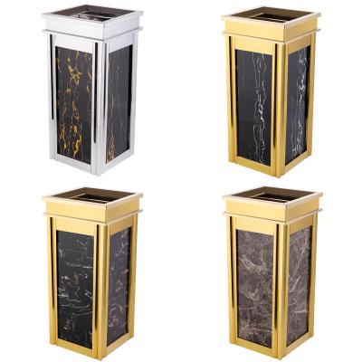 Chine Hotel Elevator Entrance Large Marble Stainless Steel Trash Can with Ashtray à vendre