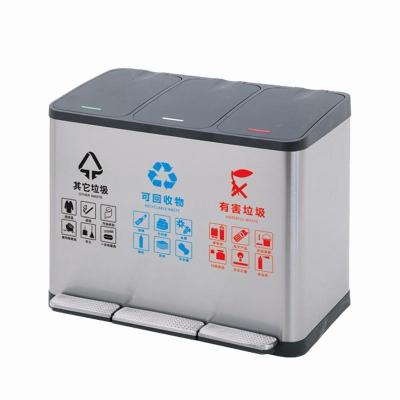 중국 Wholesale High Quality Indoor Square Fashion With Lid Mute Pedal Outdoor Stainless Steel Sorting Trash Can 판매용