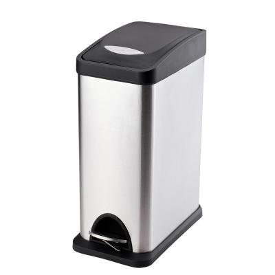 China Durable Narrow Stitched Portable Metal Foot Pedal Garbage Bins Round Kitchen Trash Dustbins à venda