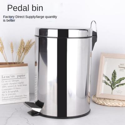 China Household Kitchen Indoor Living Room Round Storage Bucket with Lid Stainless Steel Pedal Bucket for sale