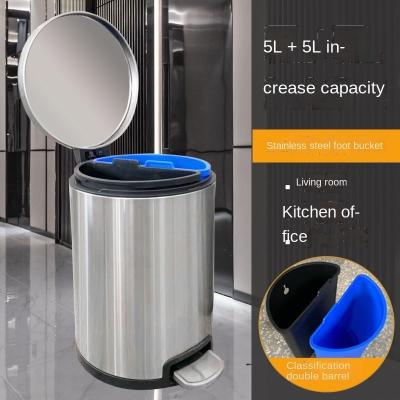 China Household 10L Lobby Garbage Cans Stainless Steel Pedal Garbage Can for sale