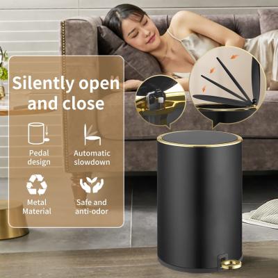 China 8L/2Gallon Round Trash Can Bathroom Garbage Can with Foot Pedal Stainless Steel Step Metal Trash Bin with Lid for sale