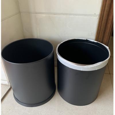 China Hotel Metal Double Layer Recycling Trash Garbage Can Stainless Steel Waste Bin à venda