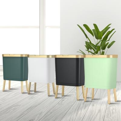 China 13 Gallon High Quality Durable Plastic Garbage Waste Bin Tall Kitchen Plastic Trash Can with Leg for sale