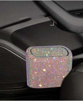 China Shiny New Car Hanging Garbage Collection Dual Purpose Portable Diamond-encrusted Trash Can for sale