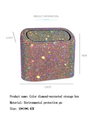 China Shiny New Car Hanging Garbage Collection Dual Purpose Portable Diamond-encrusted Trash Can for sale
