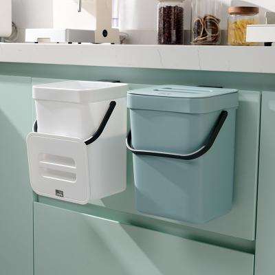 China Wholesale Kitchen Perforation-free Trash Can Household Large Cabinet Wall Hanging Bathroom Desktop Garbage Basket with Lid for sale