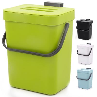 China Compost Bin Indoor Kitchen Home Sealed Hanging Small Trash Can Rubbish Bin Waste Bins with Lid for sale