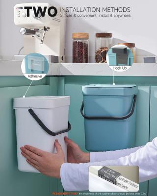 China Compost Bin Indoor Kitchen Home Sealed Hanging Small Trash Can Rubbish Bin Waste Bins with Lid for sale