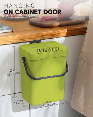 China Compost Bin Indoor Kitchen Home Sealed Hanging Small Trash Can Rubbish Bin Waste Bins with Lid for sale