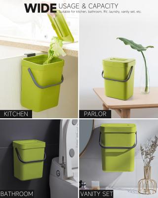 China Compost Bin Indoor Kitchen Home Sealed Hanging Small Trash Can Rubbish Bin Waste Bins with Lid for sale