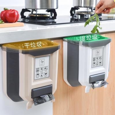 China Cans Door Drawer Hanging Folding Waste Bin Handheld Cabinet Portable Wall Mounted Trash Can for Kitchen en venta