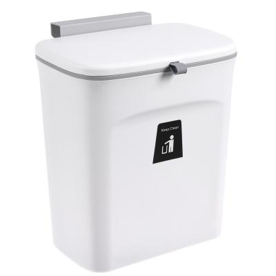 China Household Kitchen Perforation-free Non-trace Plastic Wall Hanging Sliding Lid Can Be Hung Paper Basket Trash Recycling Bin en venta