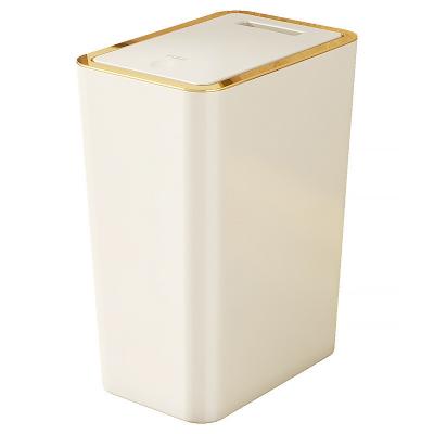 China Household Press Square Slit Kitchen Plastic Recycling Bin Waste Bin Container Trash Can With Lid for sale