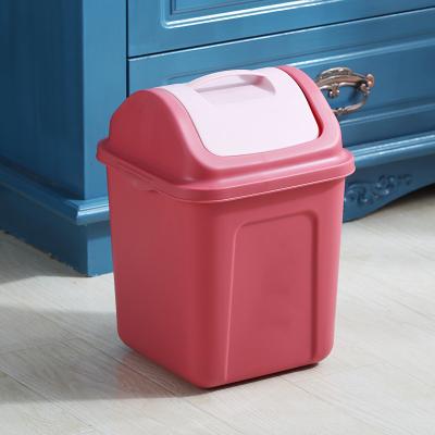 China Waste Bin Household Office Plastic Garbage Bin Square Bathroom Living Room Bedroom Trash Can Dustbin With Lid for sale
