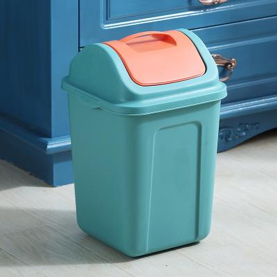 China Household Garbage Can Swing Cover Living Room Rectangular Bathroom Trash Can Garbage Bin Waste Bin With Lid for sale