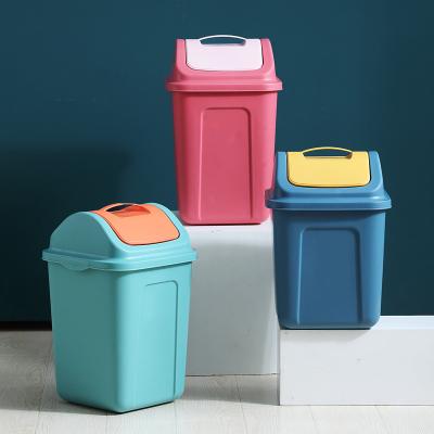 China Household Garbage Can Swing Cover Living Room Rectangular Bathroom Trash Can Garbage Bin Waste Bin With Lid for sale