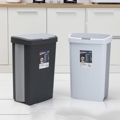 China Large Capacity Folding Bin Household Commercial Plastic Kitchen Storage Bin Waste Bin with Swing Lid for sale