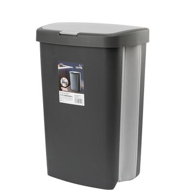 China Large Capacity Folding Bin Household Commercial Plastic Kitchen Storage Bin Waste Bin with Swing Lid for sale