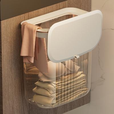 China Large Capacity Slit Wall Mounted Toilet Wall Mounted Plastic Trash Can with Lid for sale