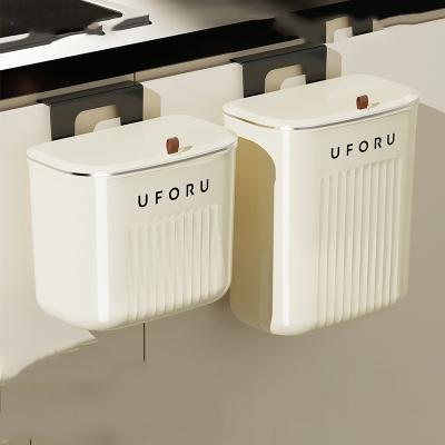 China Large Capacity Slit Wall Mounted Toilet Wall Mounted Plastic Trash Can with Lid for sale