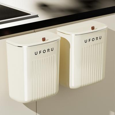 China Large Capacity Slit Wall Mounted Toilet Wall Mounted Plastic Trash Can with Lid for sale